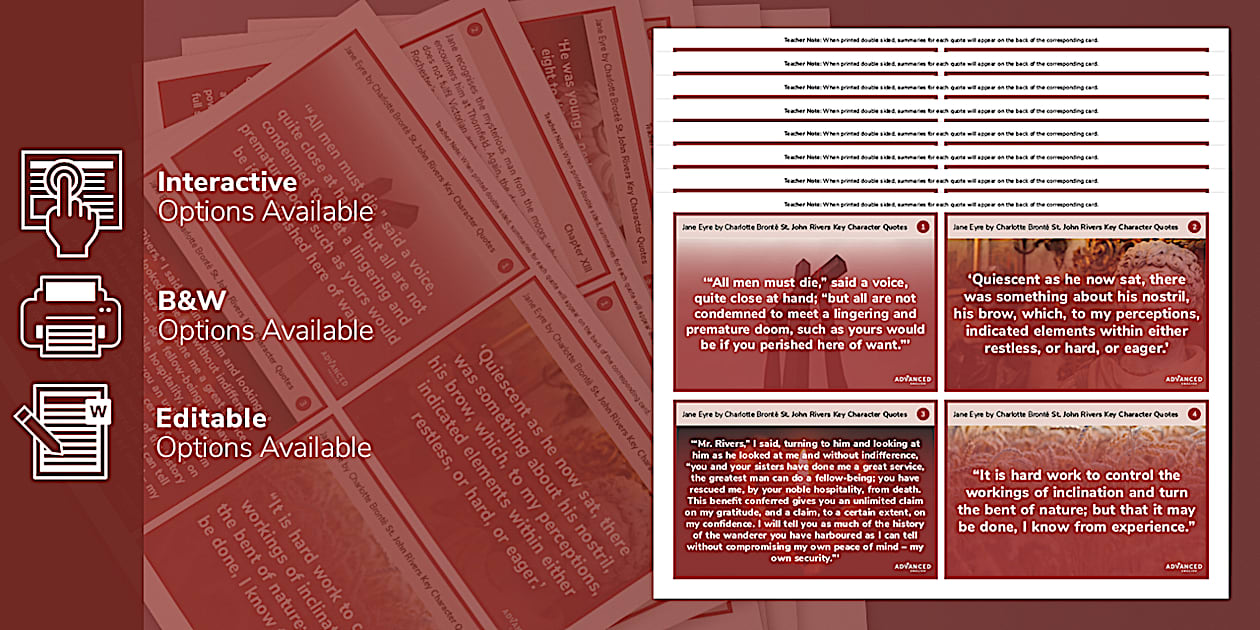 Jane Eyre Revision: St. John Rivers Key Quotes Flashcards