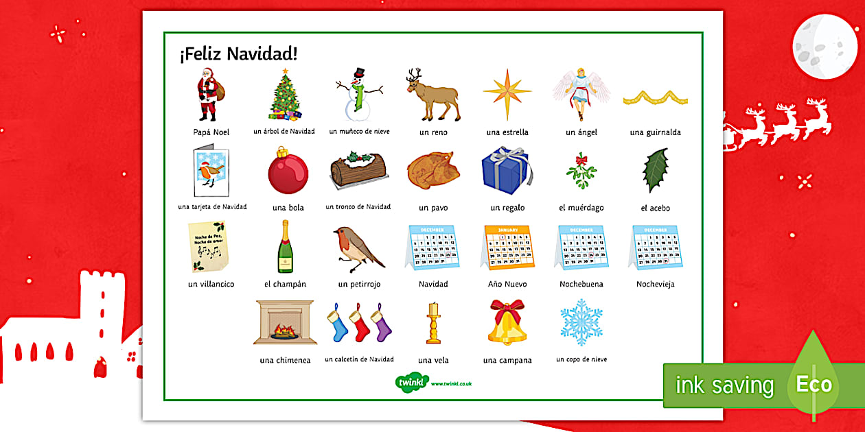 Christmas Key Terms Word Mat Spanish