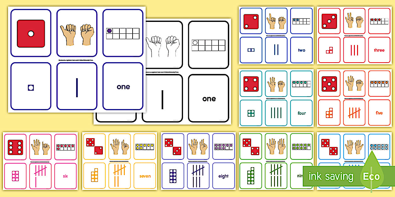 Representing Numbers Matching Cards: 1 - 10 (teacher made)