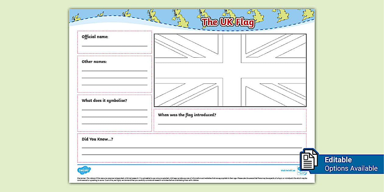 UK Flag Fact File Template (Lehrer gemacht) - Twinkl