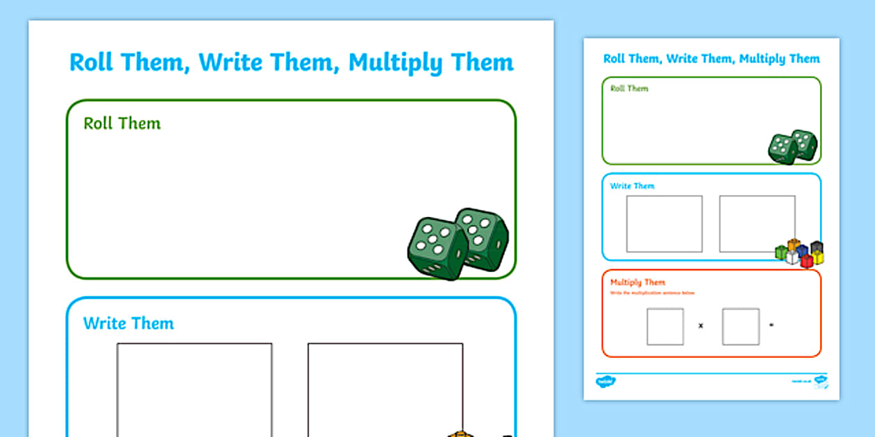 Roll them, Write them, Multiply them Worksheet / Worksheet