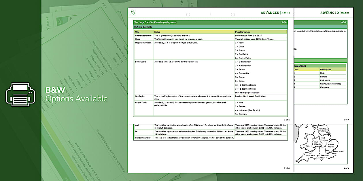 👉 The AQA Large Data Set – Knowledge Organiser - Twinkl