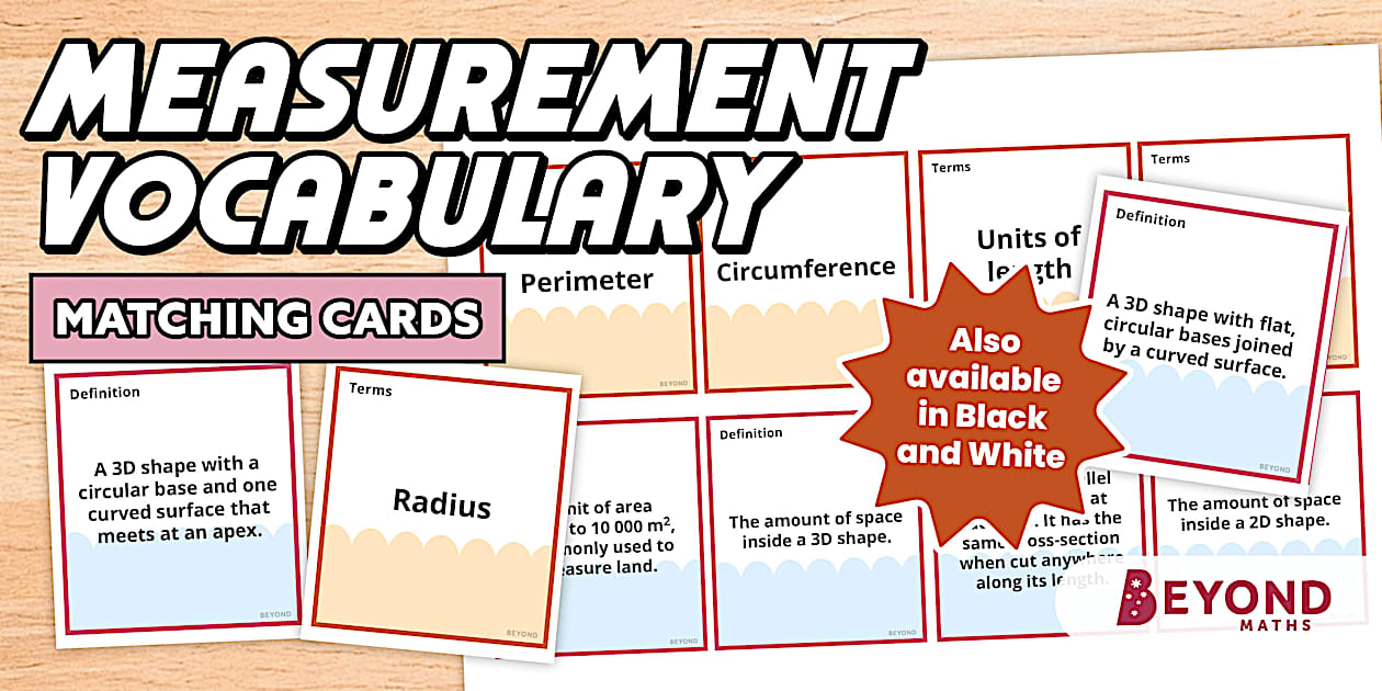 Measurement Vocabulary Matching Cards - Year 7 & 8