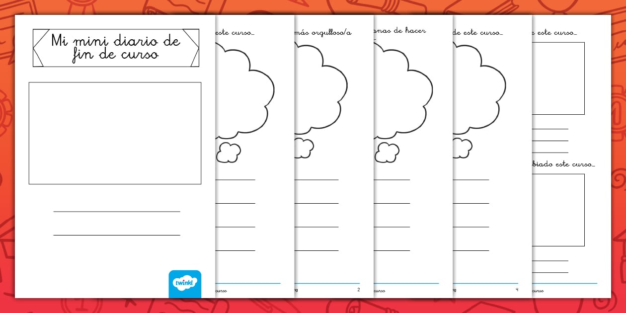 Ficha de actividad: Mi minidiario de fin de curso - Twinkl