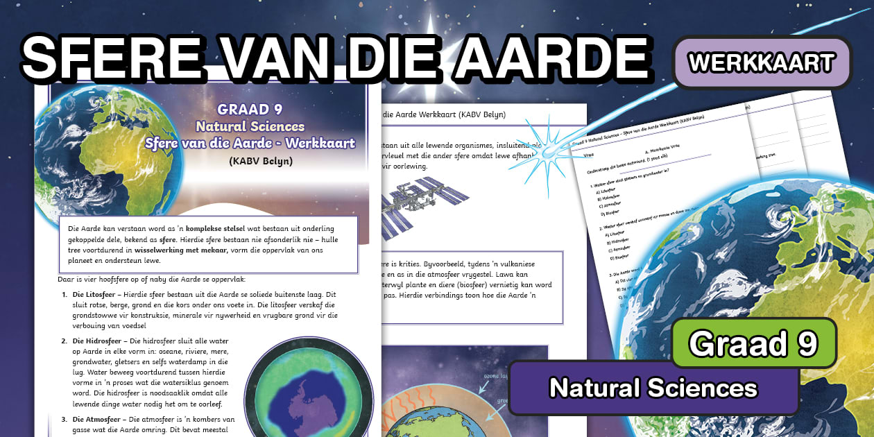 Graad 9 - NW - Kwartaal 4 - Sfere van die Aarde - Werkkaart