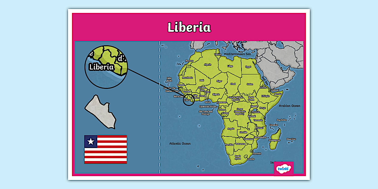 Map of Liberia, Africa Display Poster
