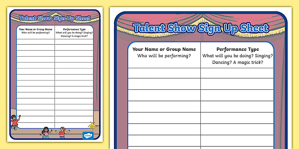 * NEW * Talent Show Sign Up Sheet - Twinkl