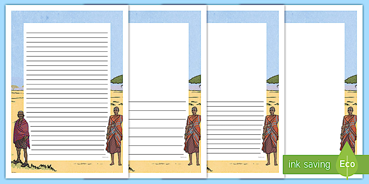 Black and White Maasai People Page Border Pack - Twinkl