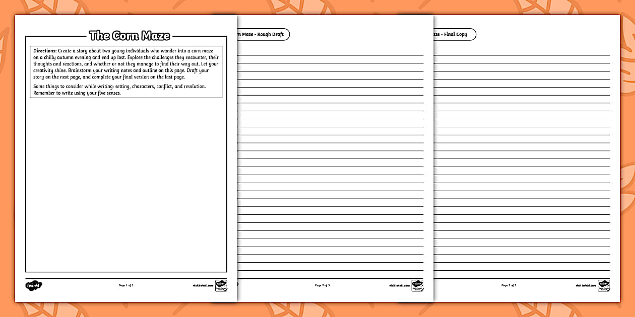 The Corn Maze Fall Writing Activity for 6th-8th Grade