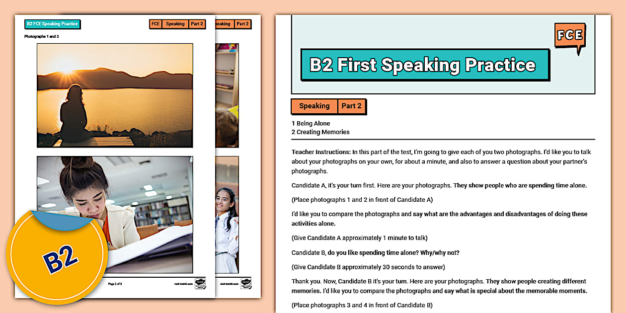 B2 First FCE Speaking - Part 2 (Being Alone) (teacher made)