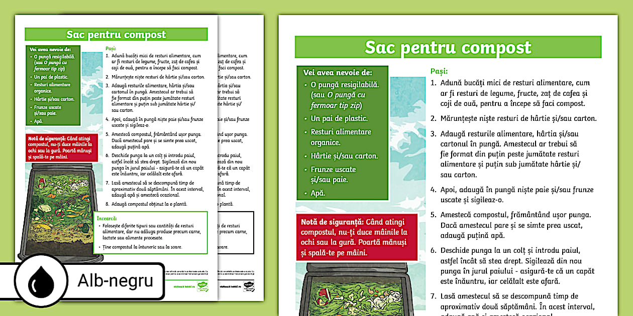 Creează un sac pentru compost – Fișă cu instrucțiuni
