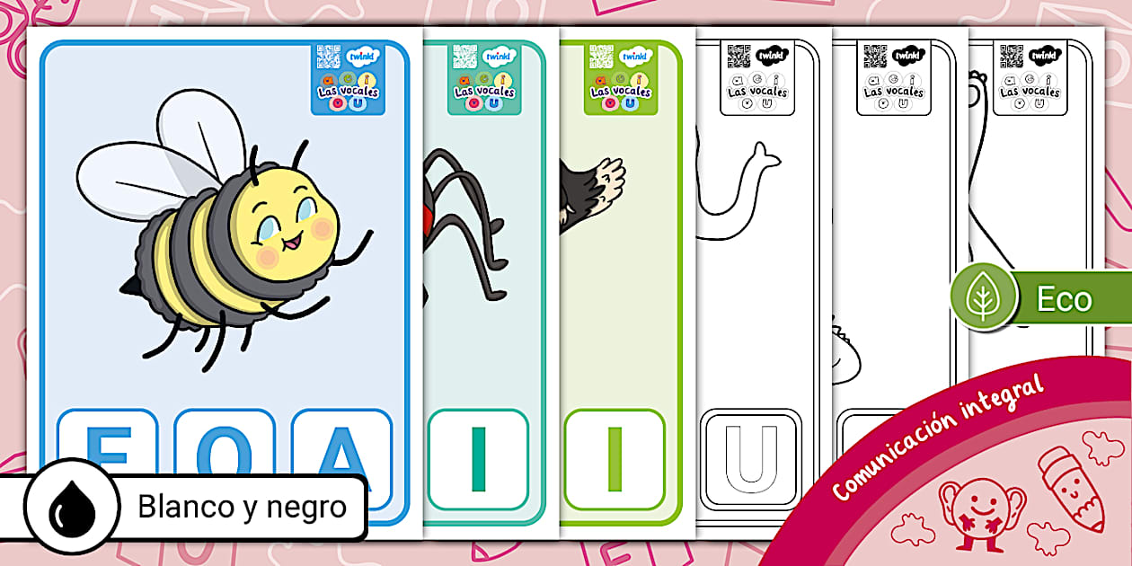 Juego láminas Conciencia fonológica vocales (mayúsculas)