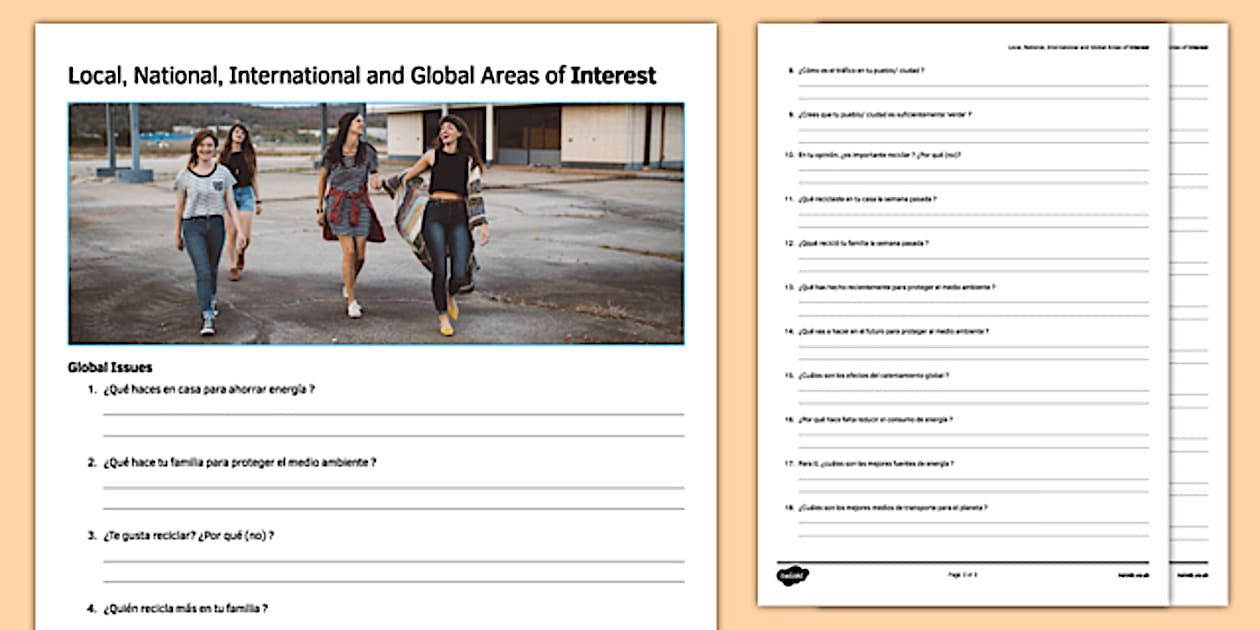 Black and White General Conversation Global Issues Question List Spanish