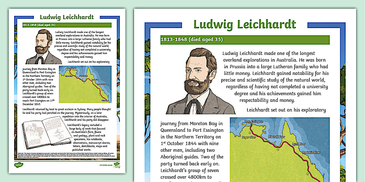 Australian Early Inland Explorers – Ludwig Leichhardt Fact Sheet
