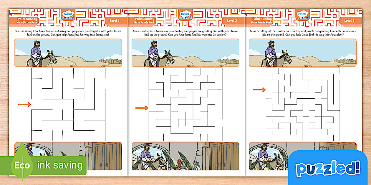 Palm Sunday Maze Puzzle Pack |Twinkl Puzzled | Kids Puzzles.