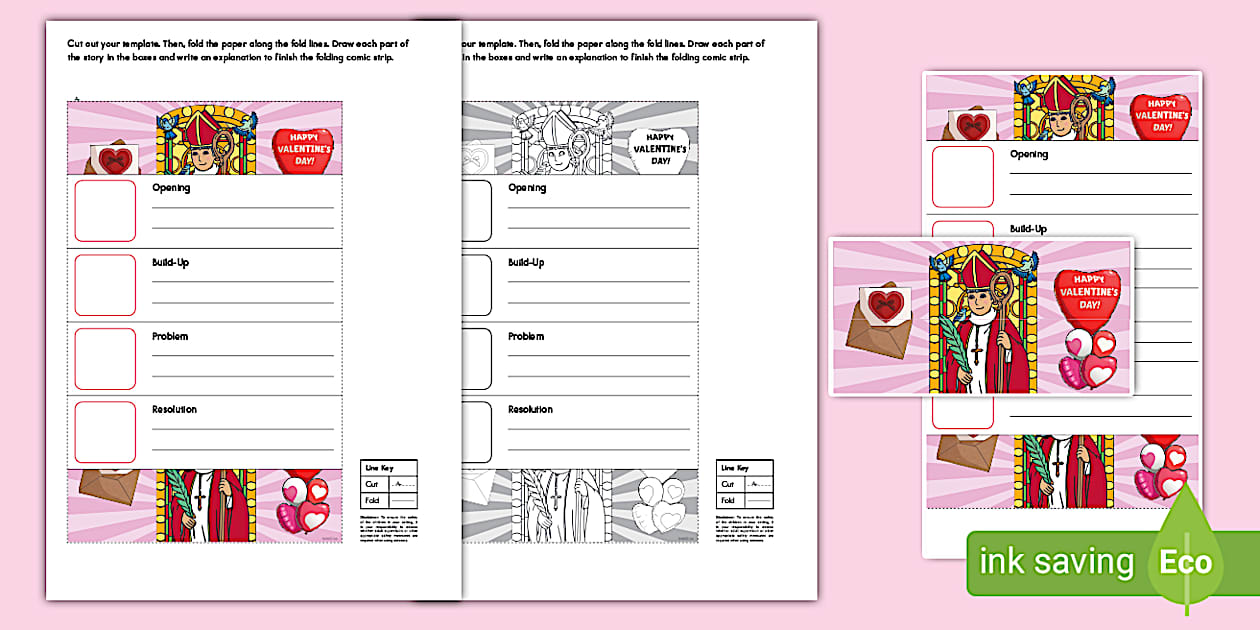 St. Valentine's Day Story Folding Comic Strip Template
