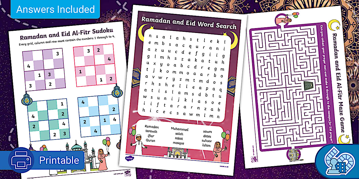 Ramadan Eid Al-Fitr Fun Brain Games and Puzzles for Kids