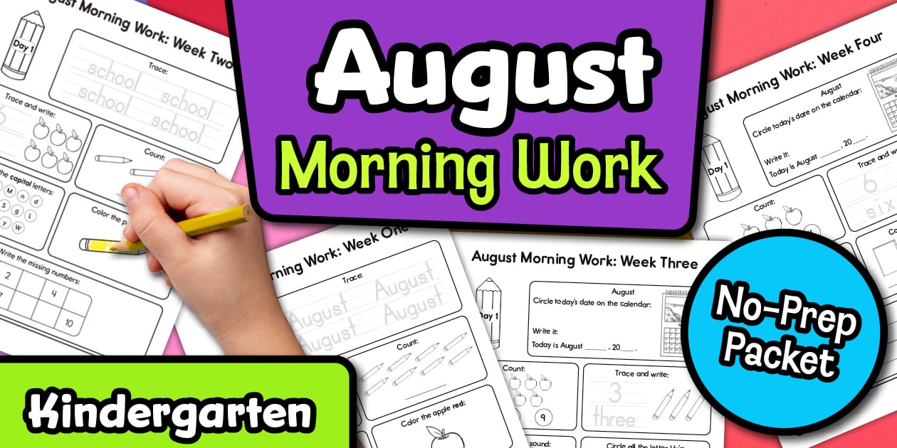 Kindergarten Morning Work Bundle for August | Twinkl USA