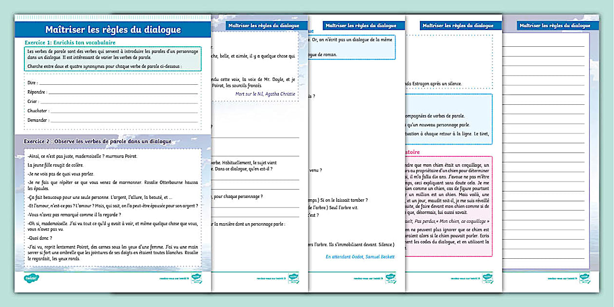 Maîtriser les règles du dialogue - exercices - Twinkl