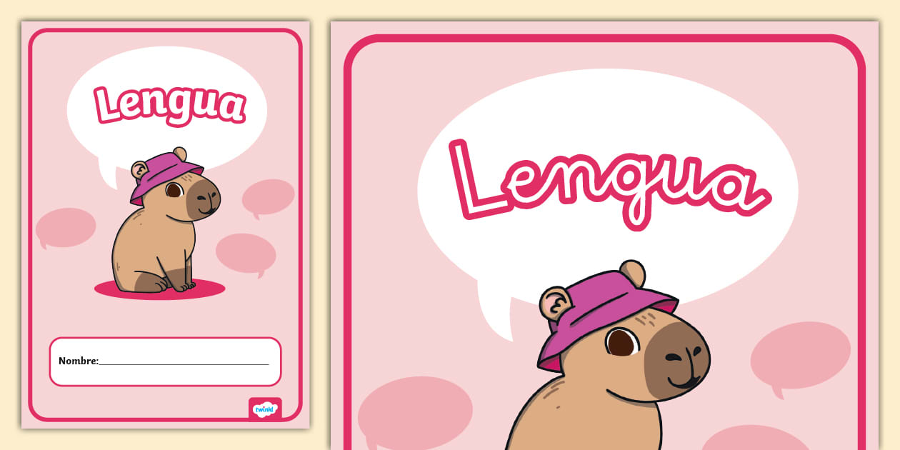 Portadas de cuaderno: Lengua - Capibaras - Twinkl