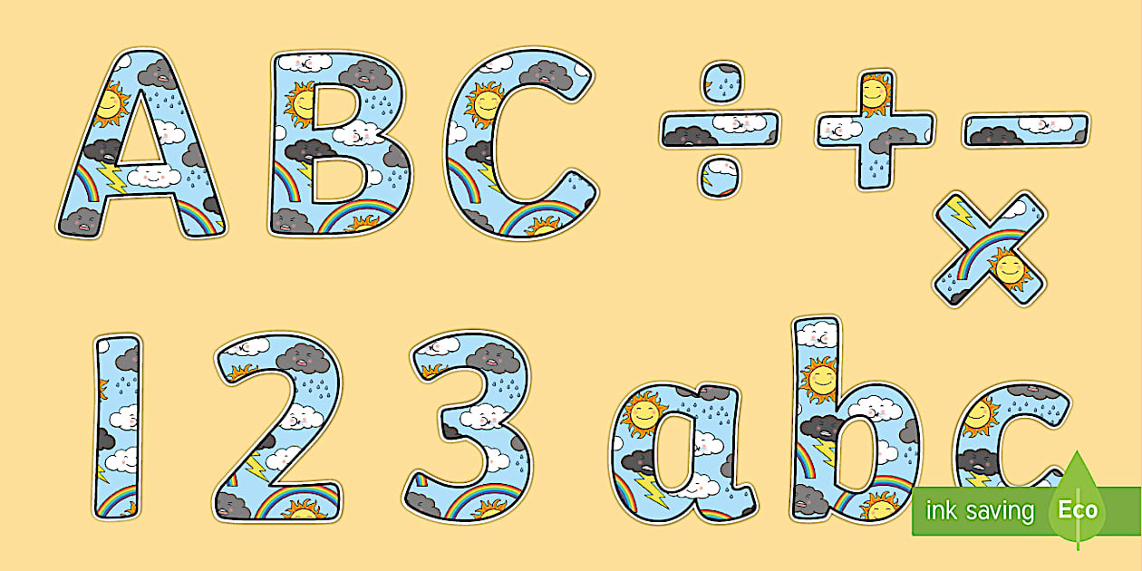 Cursive Weather Themed Display Lettering - Twinkl