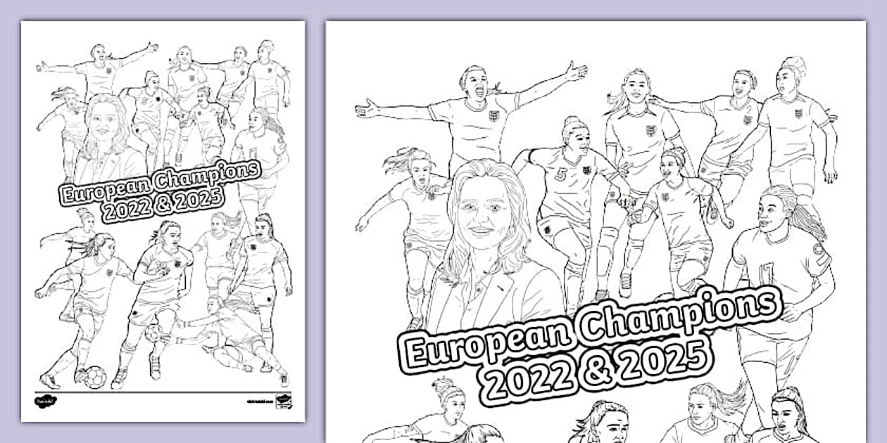 England Women's Senior Team European Champions Colouring