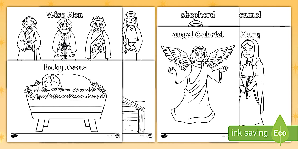 Nativity Picture and Word Colouring Sheets | Twinkl - Twinkl