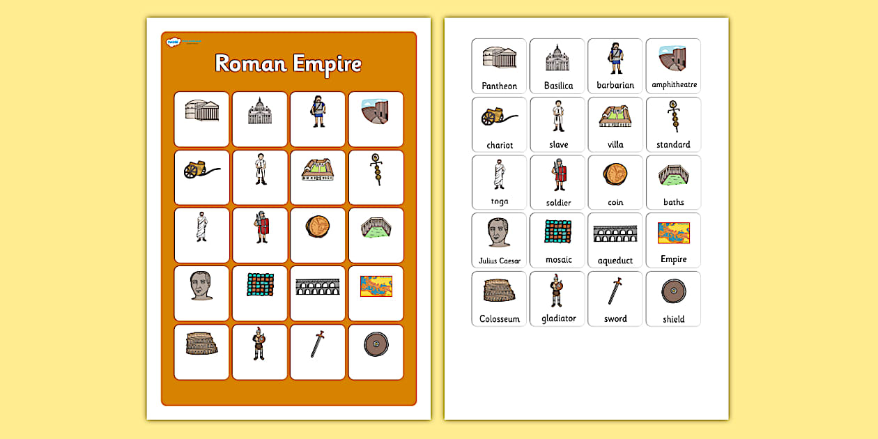 Roman Empire Vocabulary Matching Mat (Teacher-Made) - Twinkl