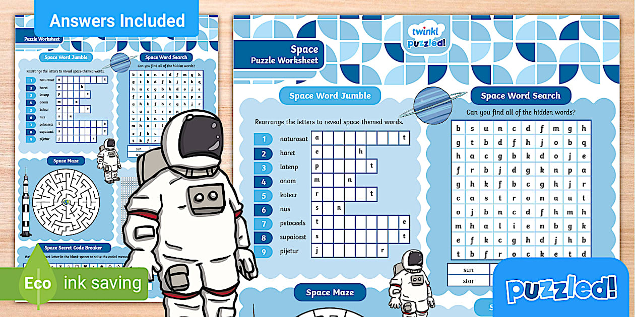 Space Puzzle Worksheet - puzzle space - Twinkl Puzzled