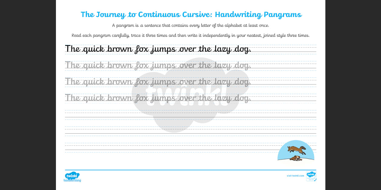 simple sentences for cursive writing