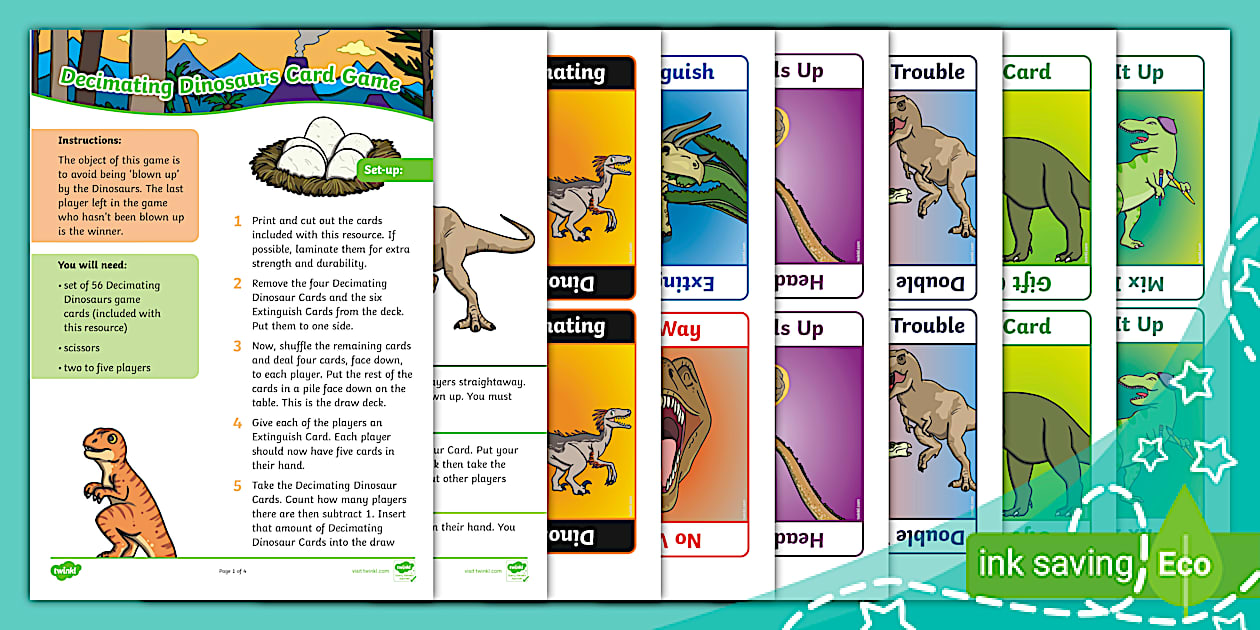 Decimating Dinosaurs Card Game - Twinkl