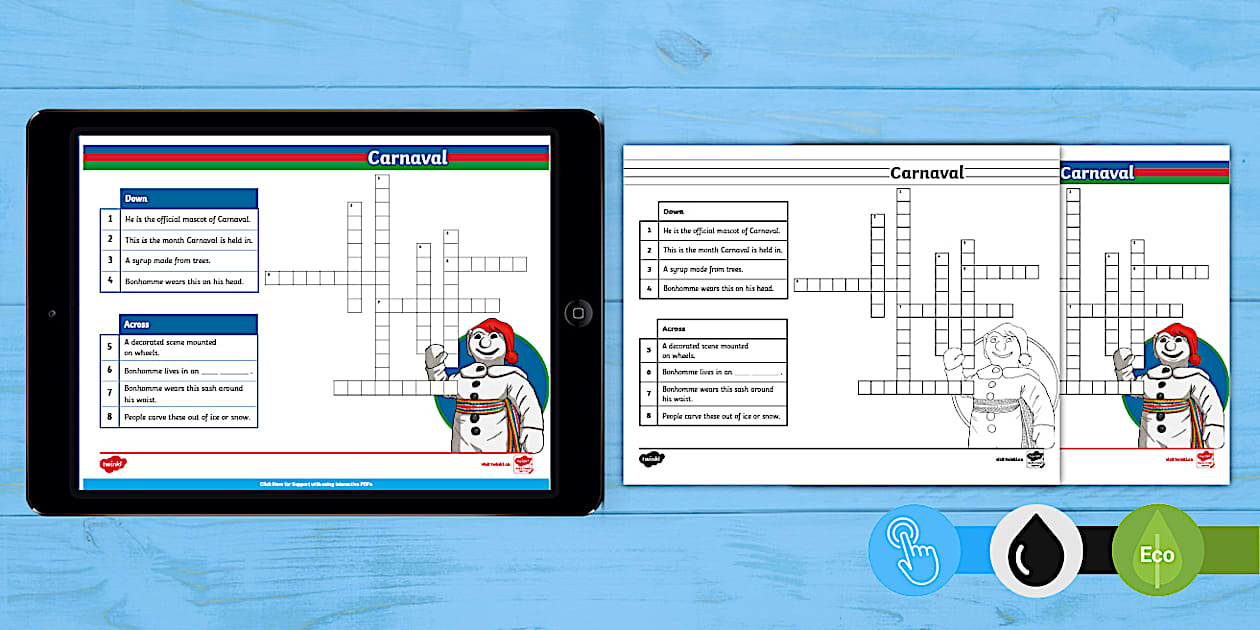 Carnaval Crossword Puzzle English (Intermediate) - Twinkl
