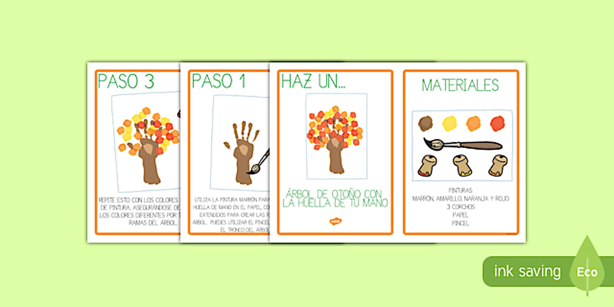 Instrucciones: Crea un árbol de otoño con la huella de tu mano