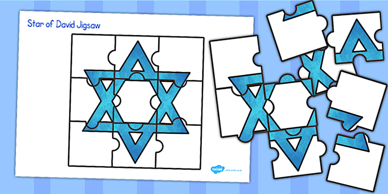 Black and White Star of David Jigsaw (teacher made) - Twinkl