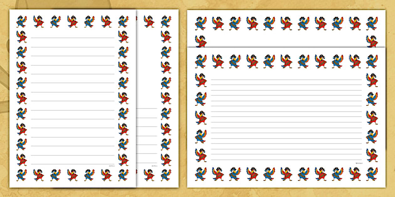 Editable Pirate Parrot Page Borders (teacher made) - Twinkl