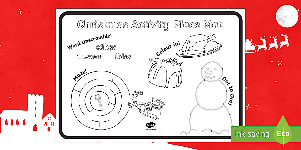 A3 Christmas Activity Mat - Twinkl