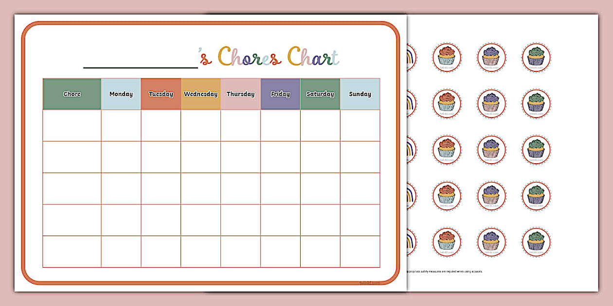 Muted Rainbow Themed Chores Chart (l'enseignant a fait)