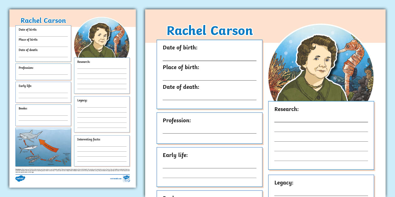 Rachel Carson Fact File Template (teacher made) - Twinkl