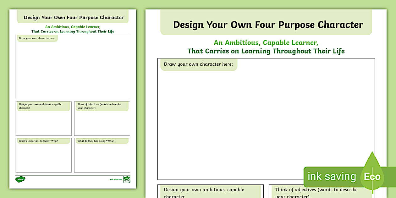 Design Your Own Four Purpose Character: An Ambitious, Capable Learner