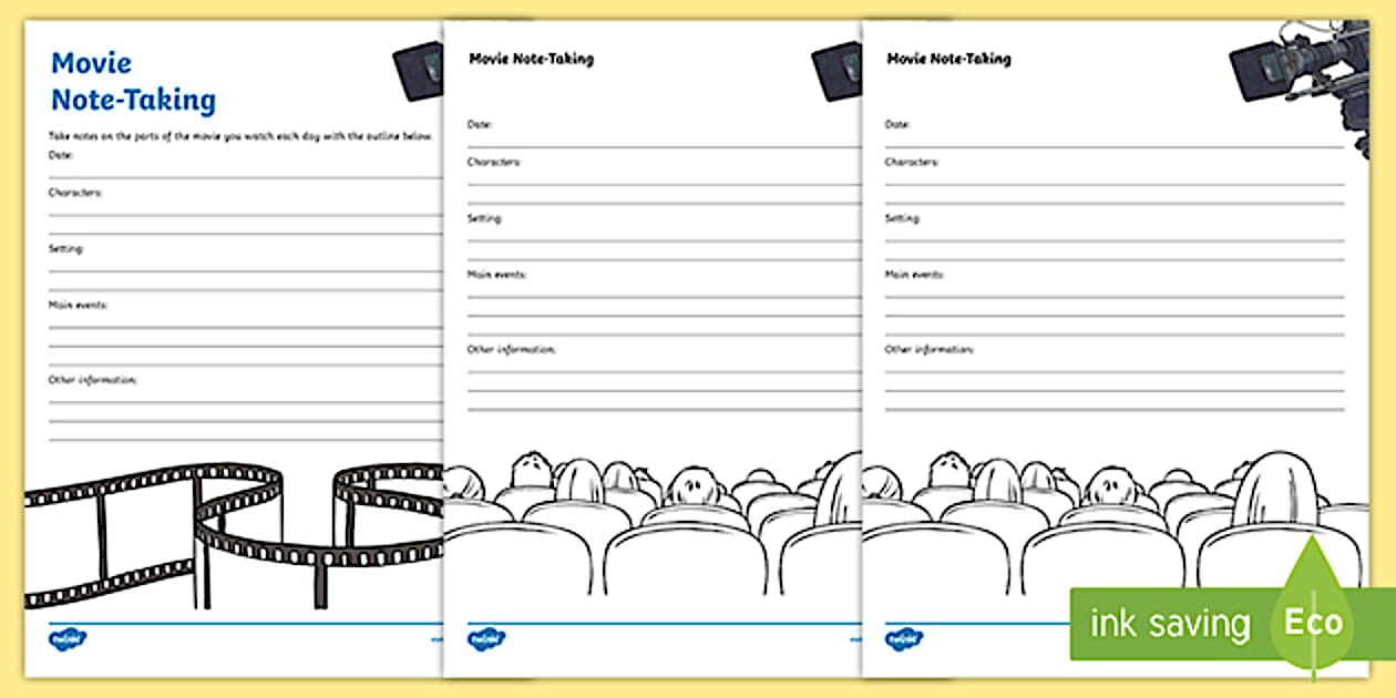Movie Note-Taking Worksheet | Resources | Twinkl USA