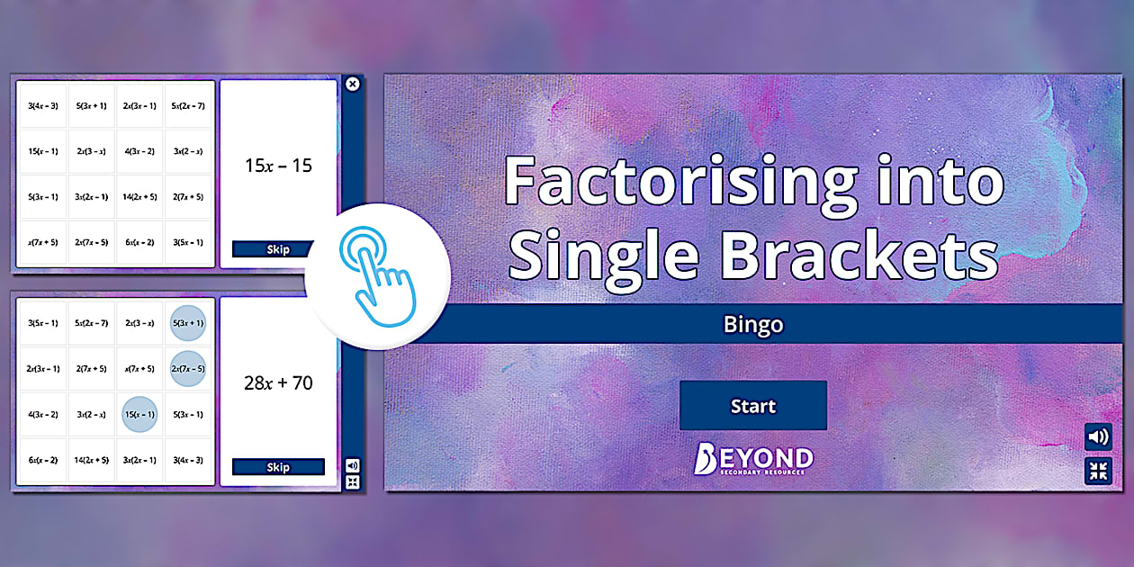 👉 Factorising into Single Brackets (teacher made)