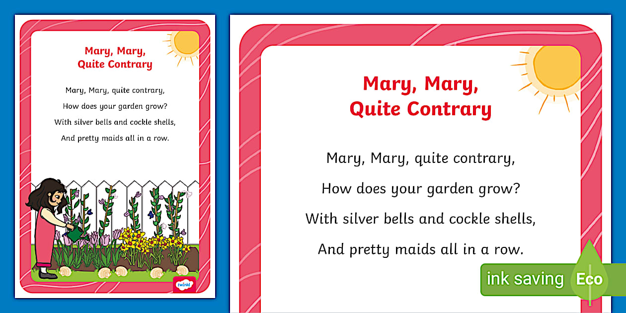 Mary Mary Quite Contrary Nursery Rhyme Poster (Teacher-Made)