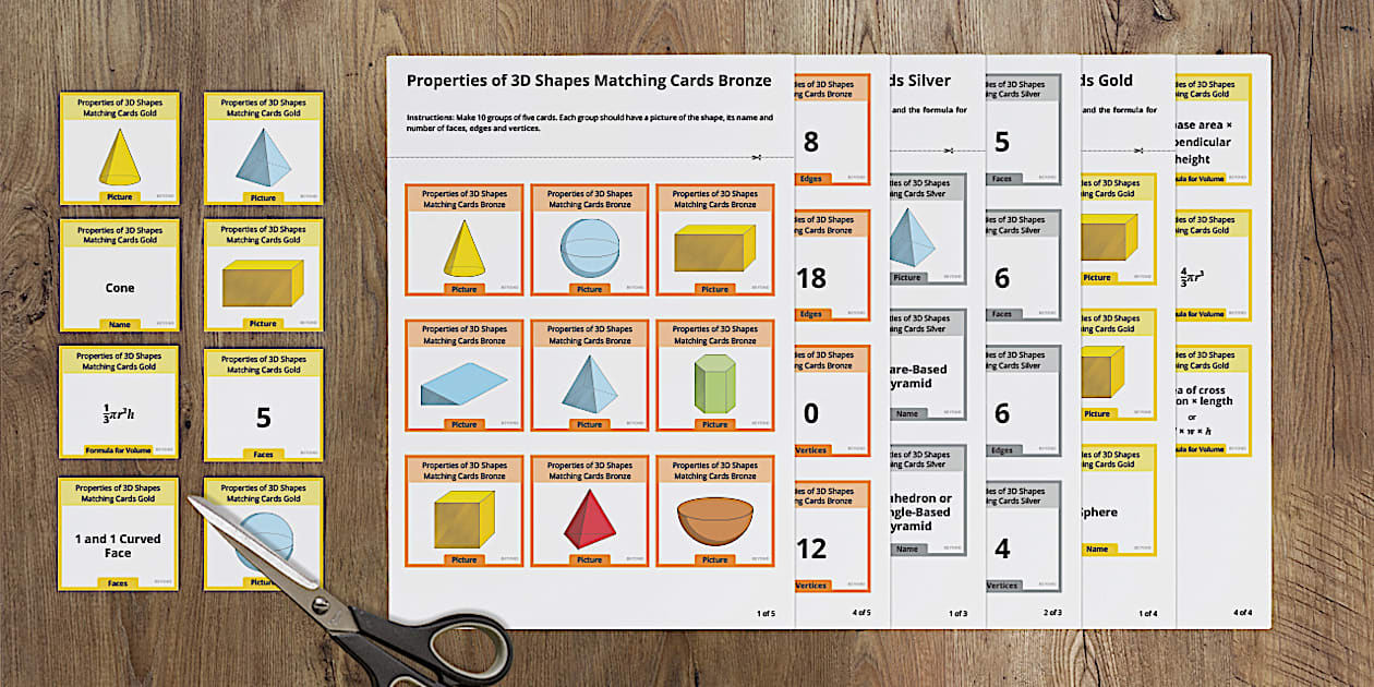 Properties of 3D Shapes Matching Cards | KS3 Maths | Beyond