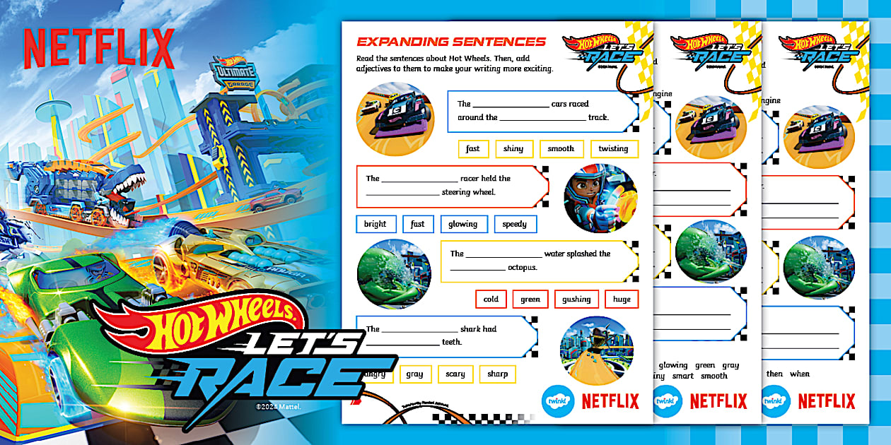 Hot Wheels: Expanding Sentences Differentiated Worksheets