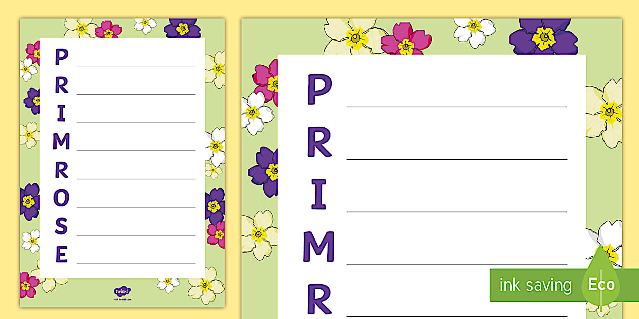Primrose Acrostic Poem (teacher made) - Twinkl