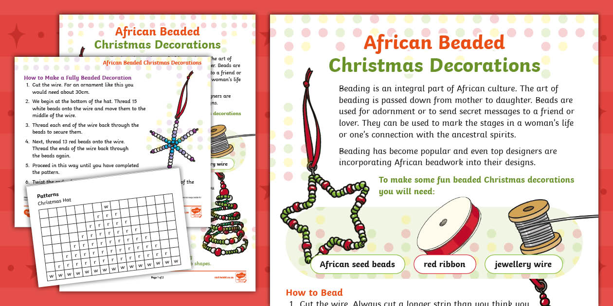 Foundation Phase - Craft: Beaded Christmas Decorations
