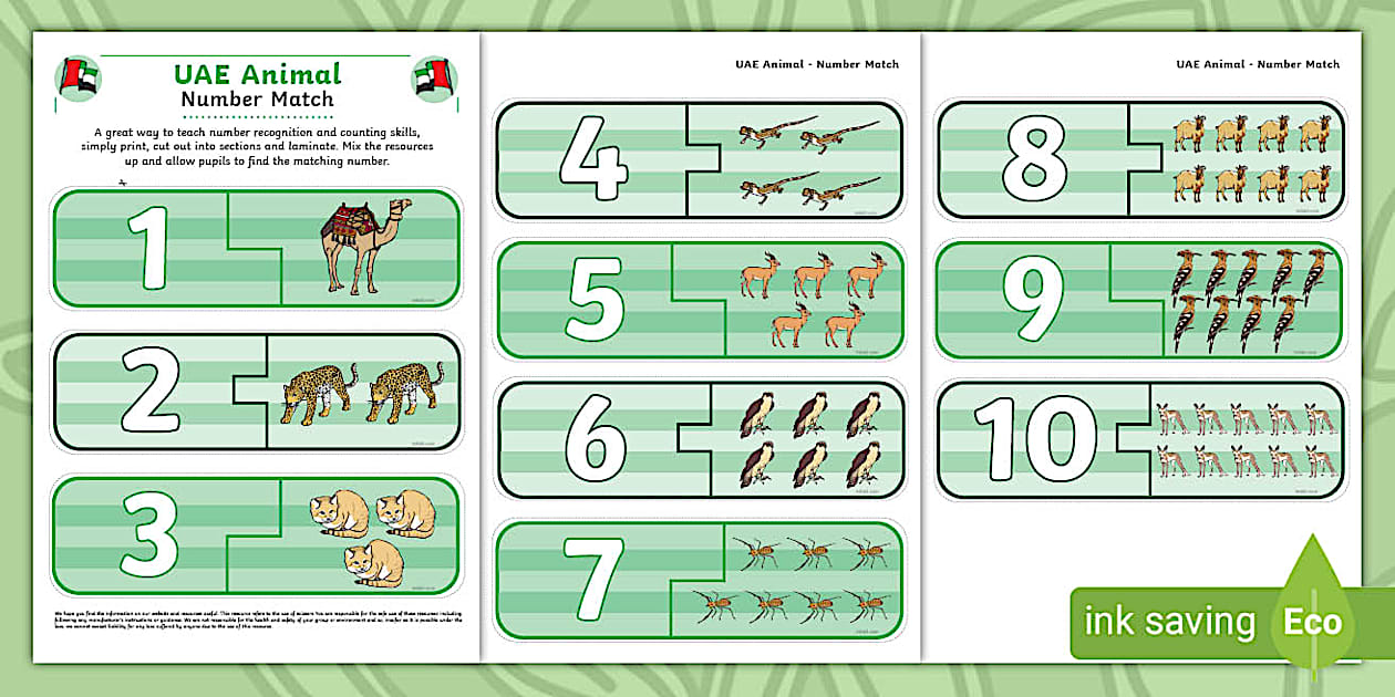UAE Animals Number Match (teacher made) - Twinkl