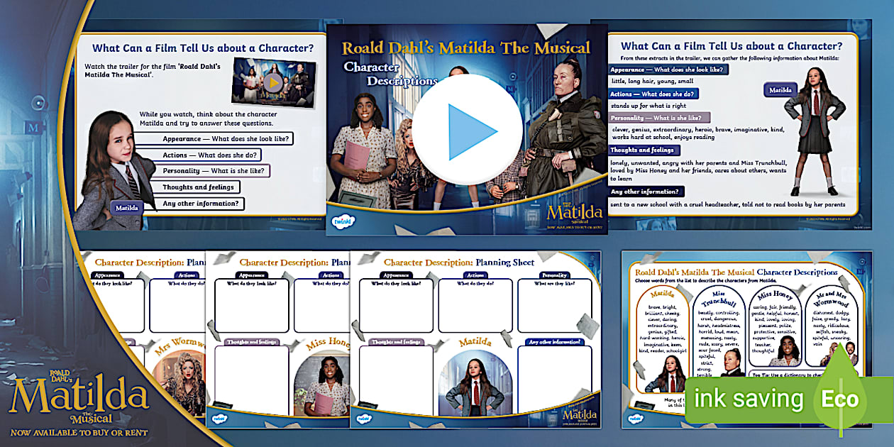 FREE! - Matilda The Musical: Character Description Activity Pack [Ages 5-7]