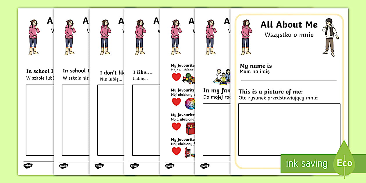 All About Me Book English English/Polish - All About Me Book