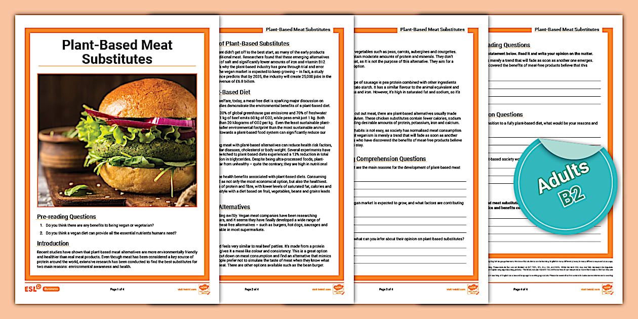 ESL Plant-Based Meat Substitutes (teacher made) - Twinkl